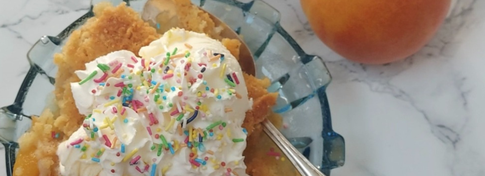 Sinfully Easy 3 Ingredient Peach Cobbler - Spoons & Sparks